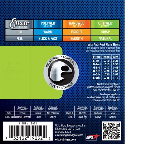 Elixir Electric Optiweb 19052 light | Cordes guitare électrique
